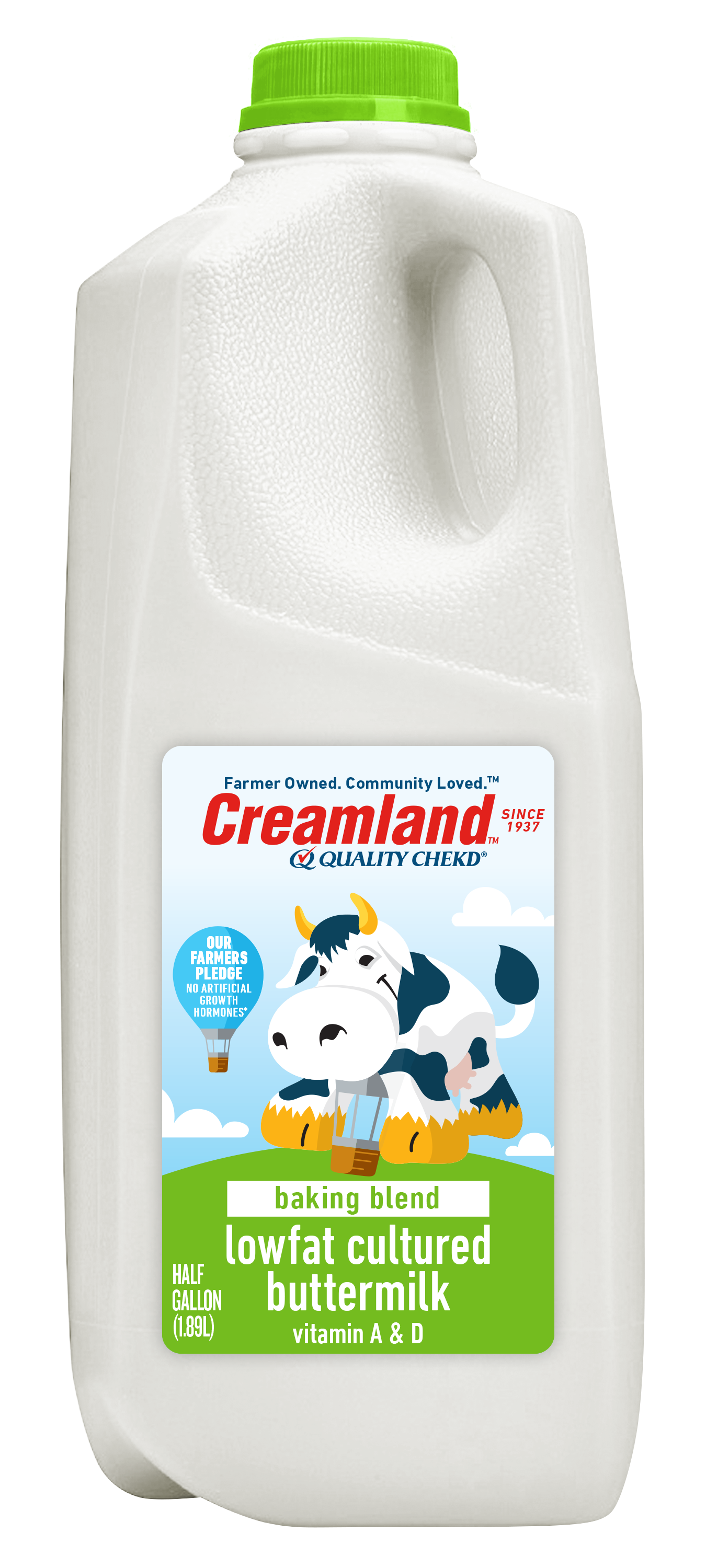 Lowfat Cultured Buttermilk Baking Blend Plastic Half Gallon - Creamland ...